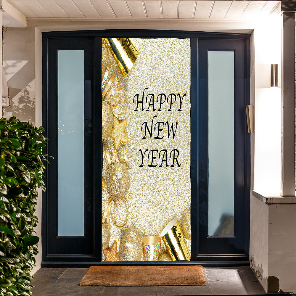 The Holiday Aisle® New Year's Glitter Door Mural | Wayfair