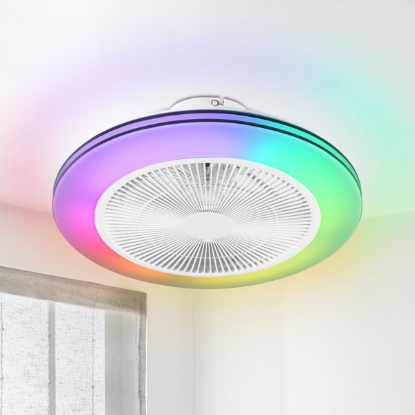 Ivy Bronx Led Low Profile Ceiling Fan With Light White Ceiling Fan With ...