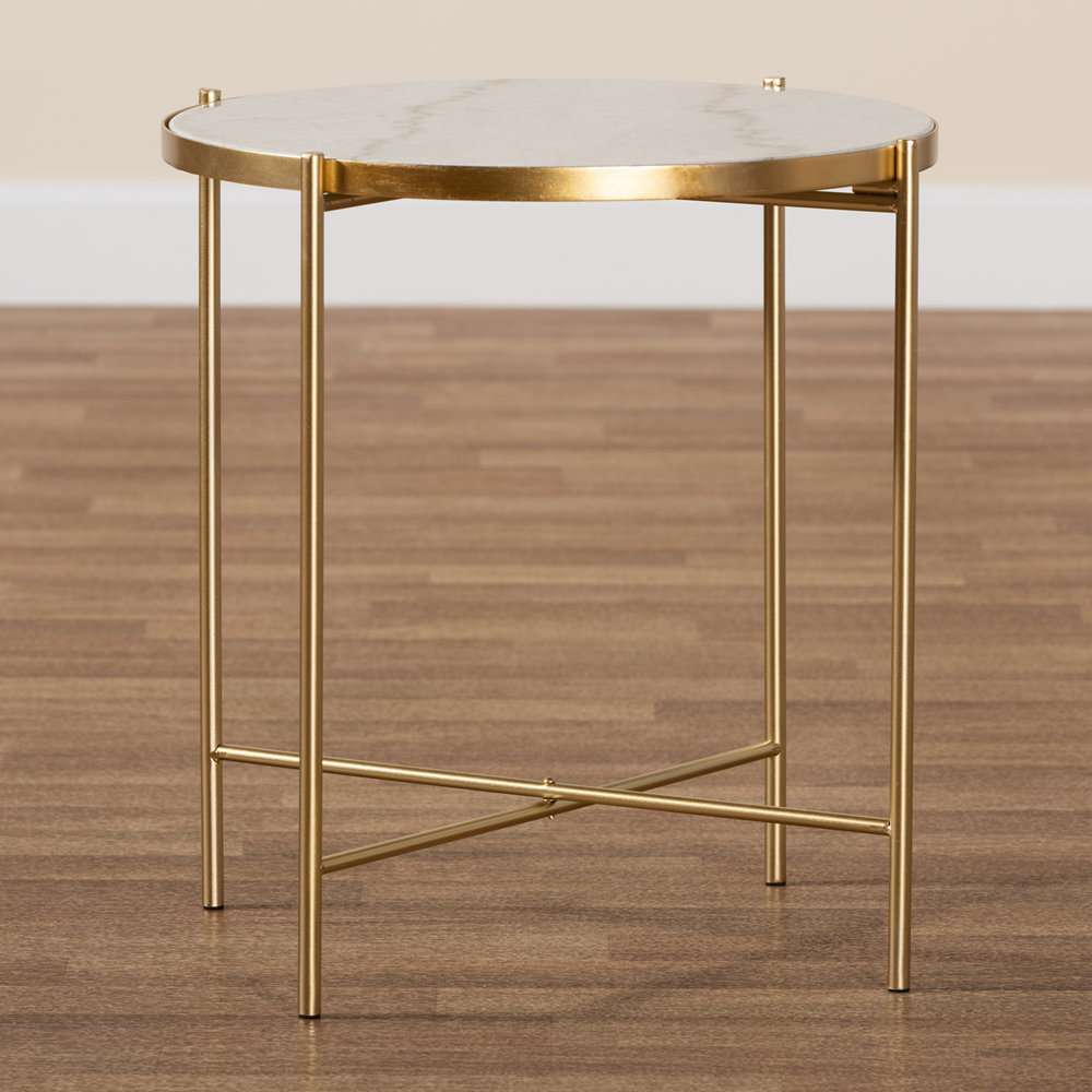Everly Quinn Modern And Contemporary Gold Finished Metal End Table With ...