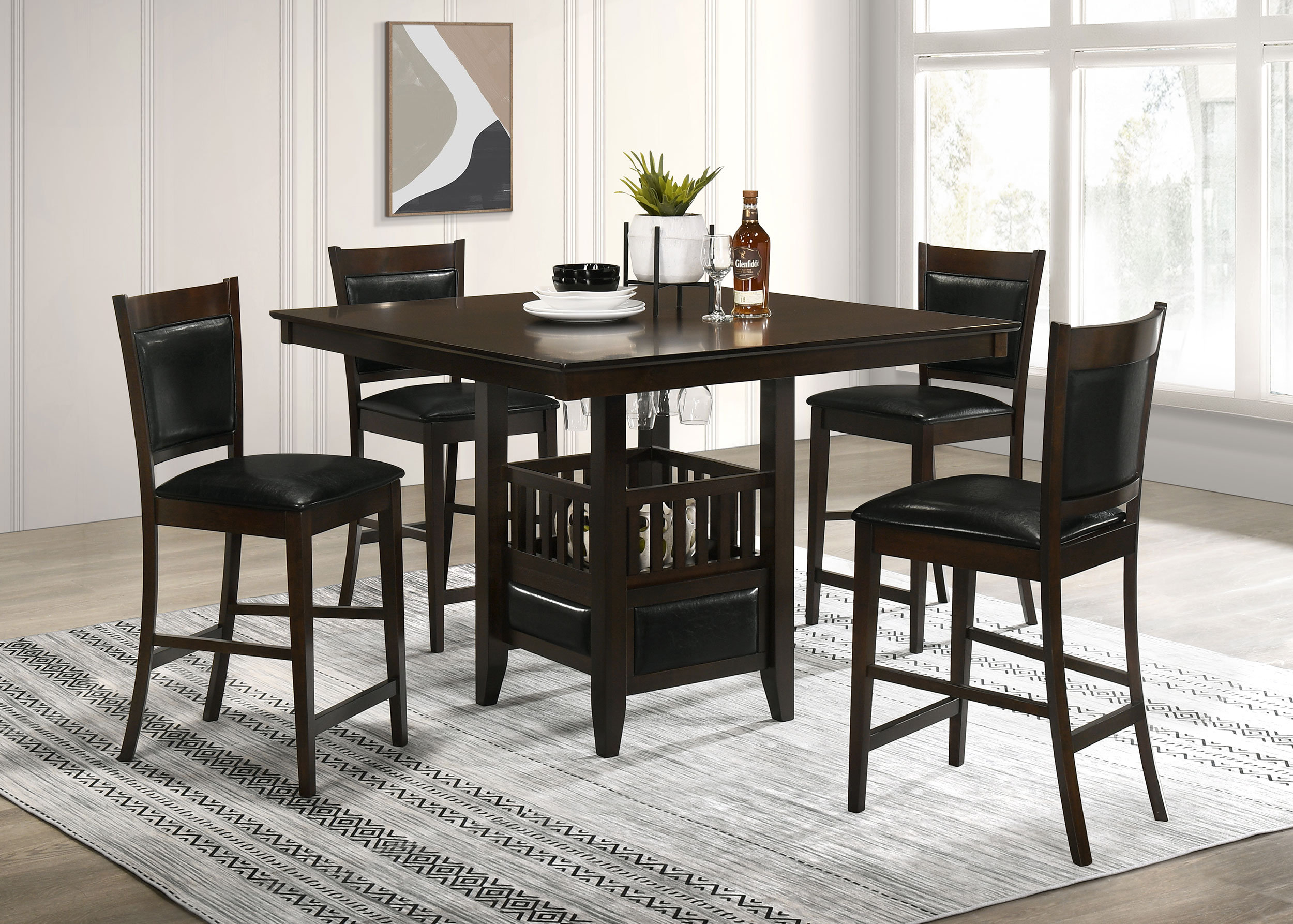 Hokku Designs Jaden 5-Piece Square Counter Height Dining Set Espresso ...