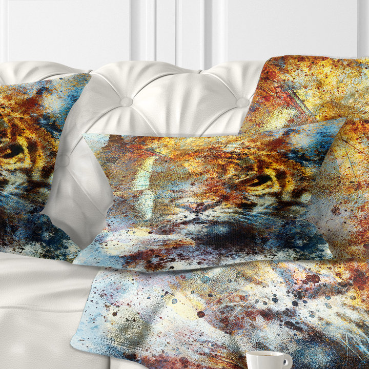 Design Art Gentle Tiger Portrait - Animal Printed Pillow | Wayfair