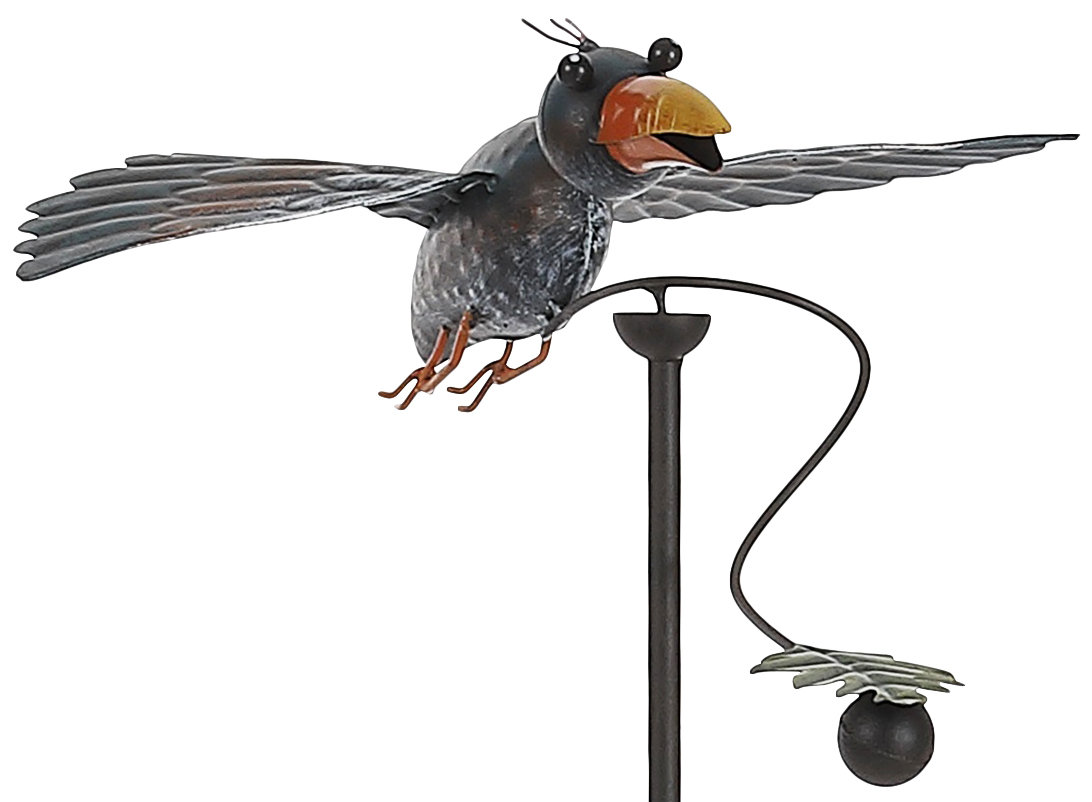 Arlmont & Co. Metal Rustic Crow Goldfinch Spinning Balancing Garden ...