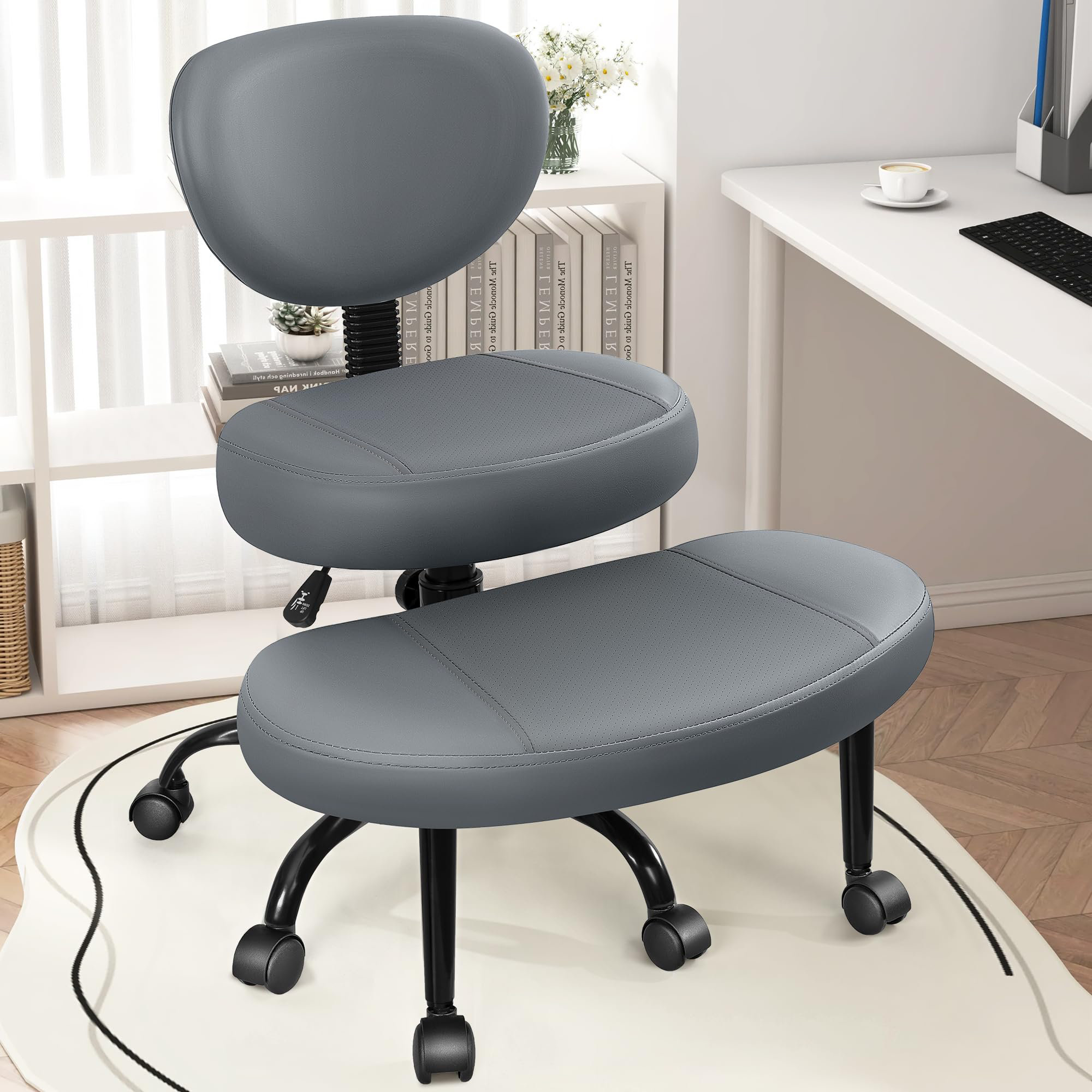Inbox Zero Cross Office Chair - ADHD Cross Legged Chair With Wheels - Adjustable Height ...