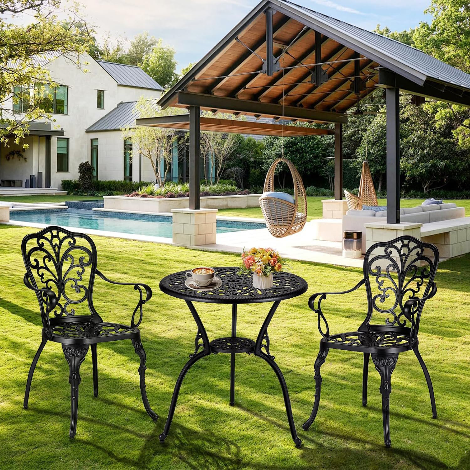 Astoria Grand 3-Piece Outdoor Cast Aluminum Terrace Tavern -2-Piece ...
