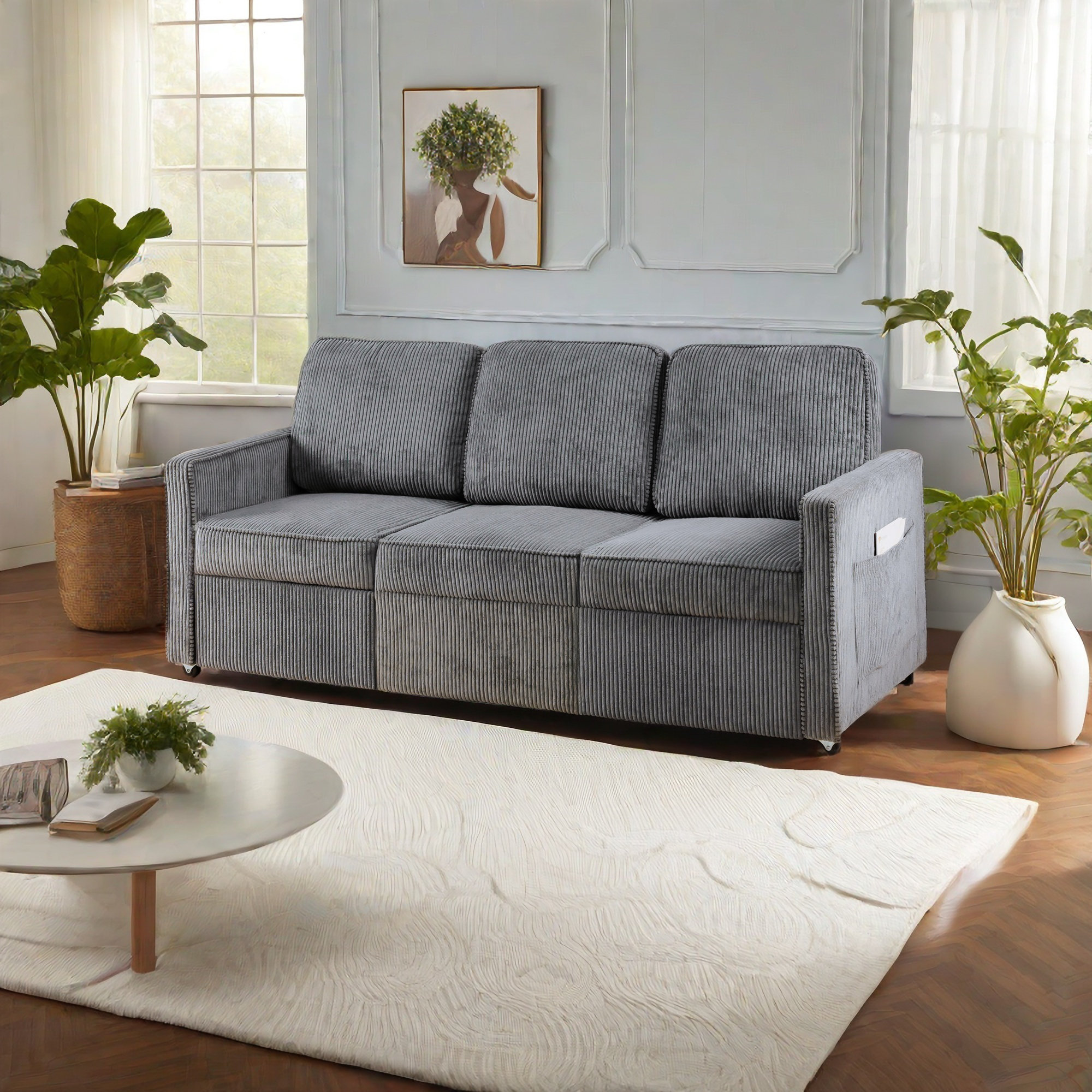 Latitude Run® Aveline 72.64" Upholstered Sofa, Convertible Retractable ...