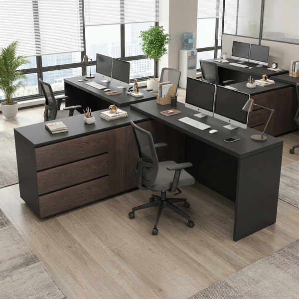 Latitude Run® Shelbee Modern Home Office Extendable Desk Up to 135 ...
