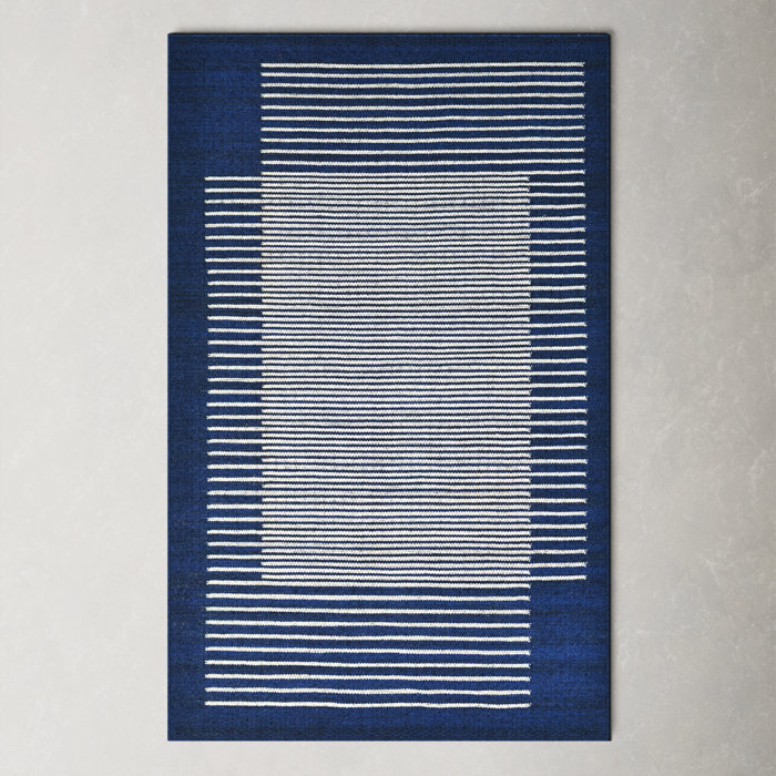 Nevins Striped Handwoven Area Rug in Navy & Reviews | AllModern