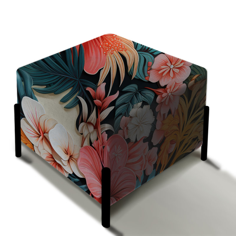 Design Art Tropicana Whimsy Tropical Pattern - Tropical Square Ottoman ...