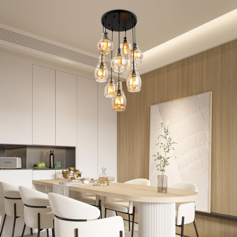 Breakwater Bay 8 Lights Hanging Glass Kitchen Island Ceiling Light ...