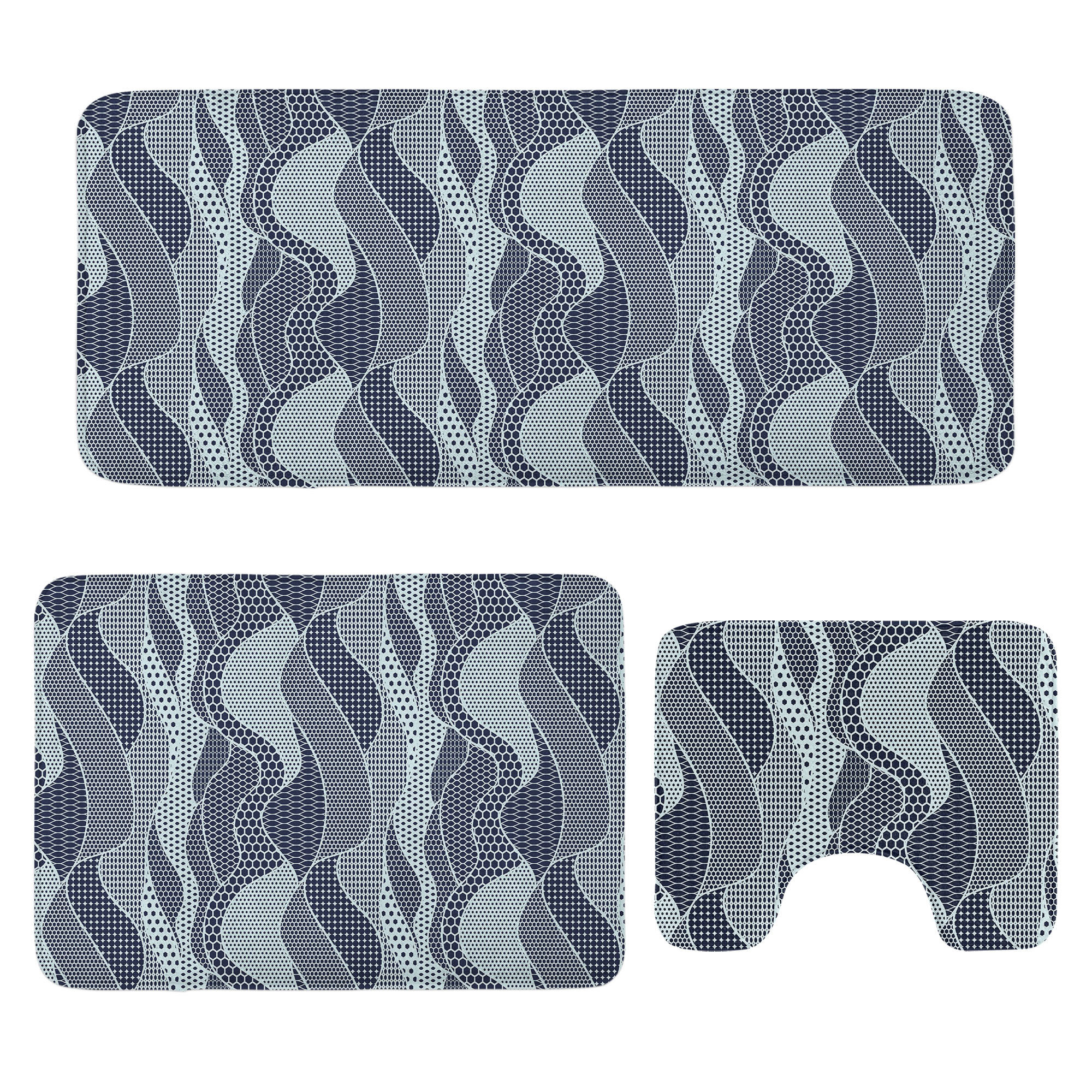 East Urban Home Abstract Bathroom Rug Set 3 Pieces U-Shape & Rectangle ...