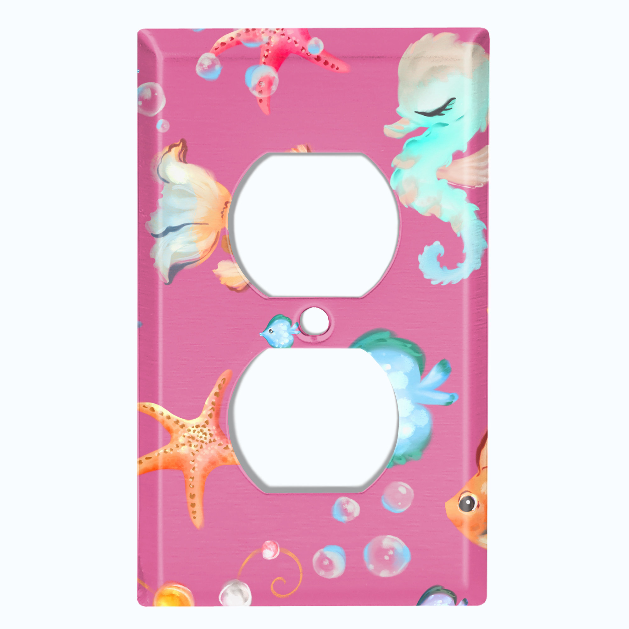 WorldAcc Metal Light Switch Plate Outlet Cover (Mermaid Ocean Star Fish ...