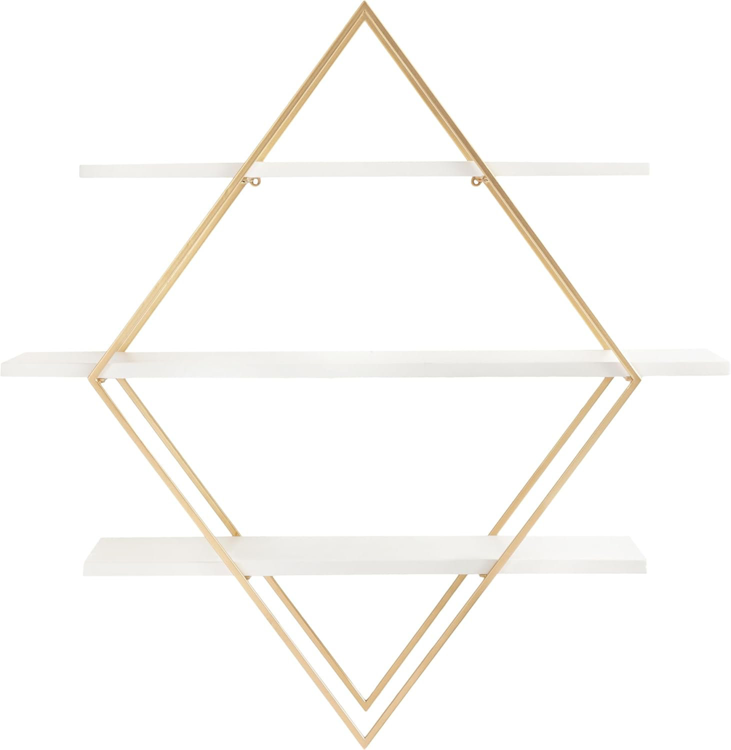 ERTCHUE RIED Modern Diamond Wall Shelf, White & Gold, 3-Tier Geometric ...