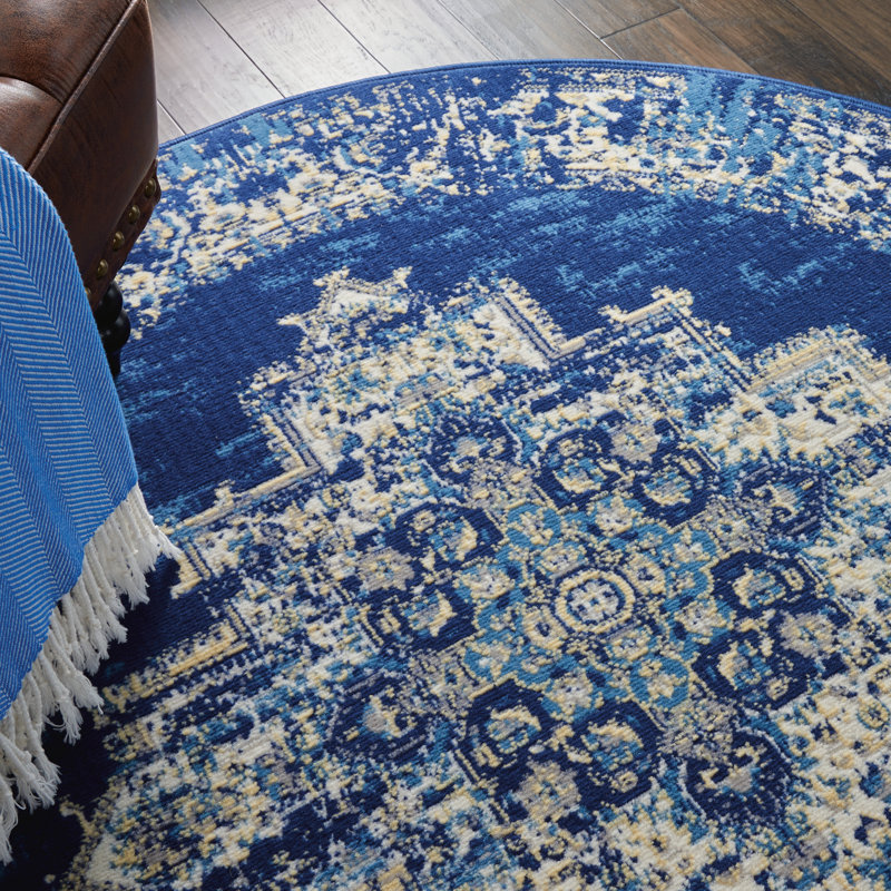 Bungalow Rose Burnie Oriental Blue/White Area Rug & Reviews | Wayfair