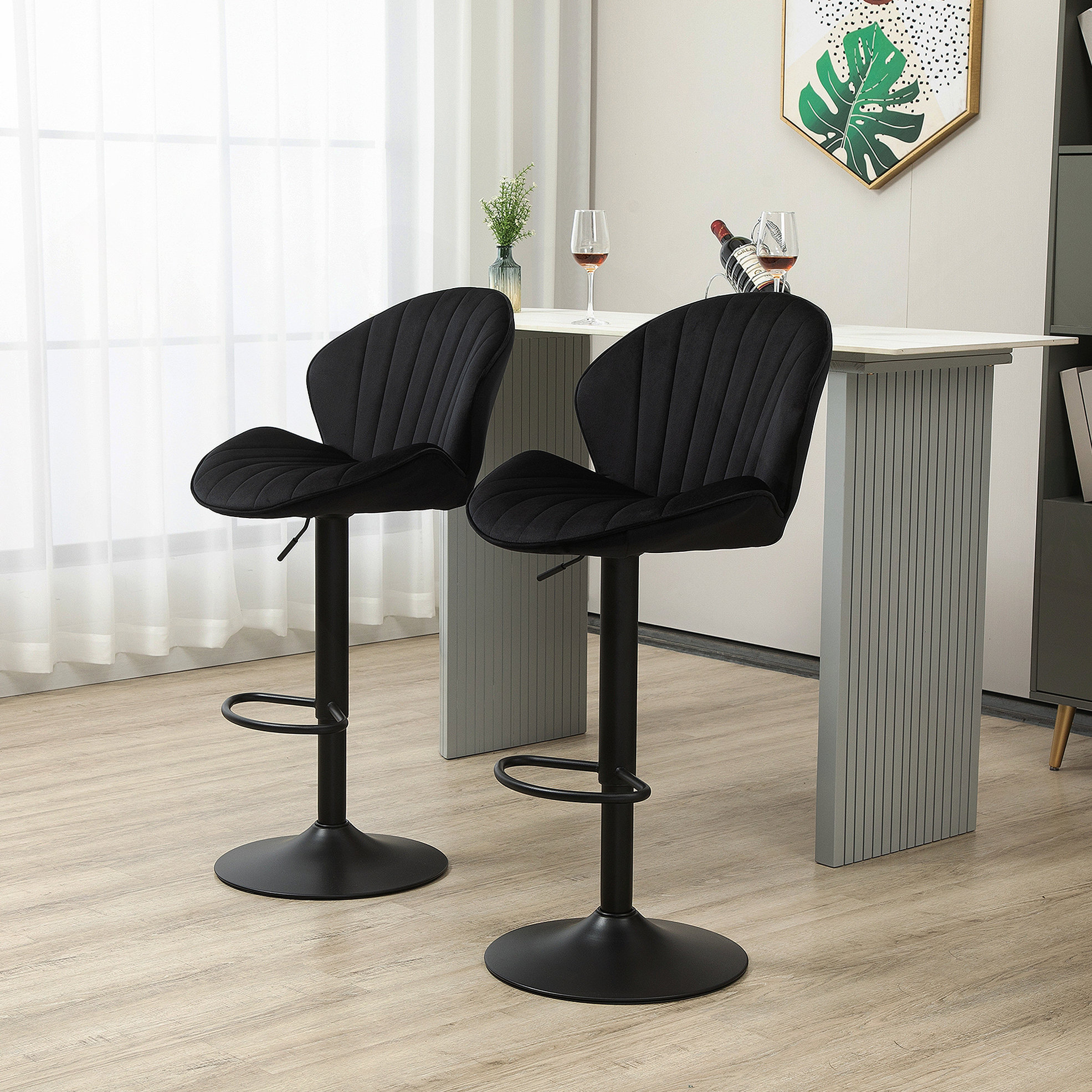 Mercer41 Adjustable Bar Stools with Backrest and Footrest, Counter ...