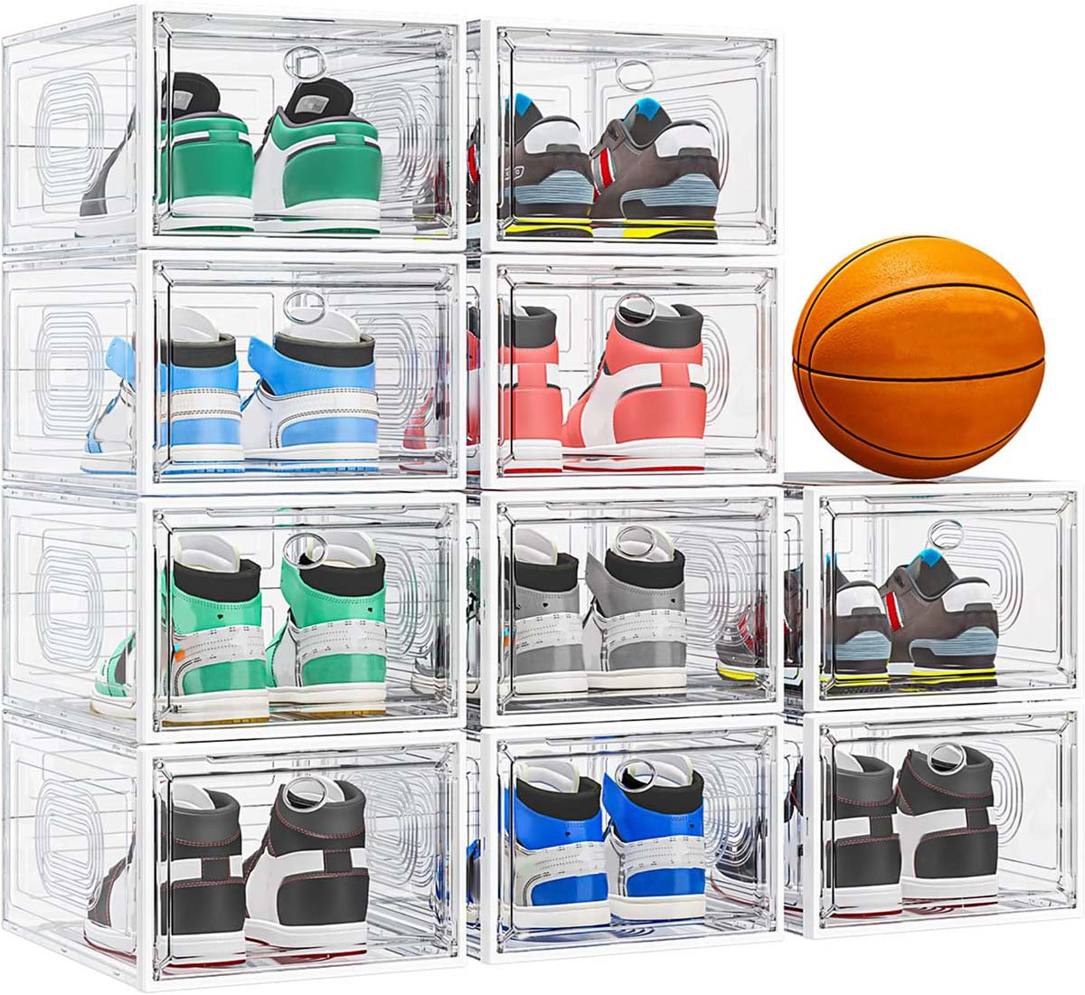 Rebrilliant 10 Pack Thicken Shoe Organizer Stackable,Upgraded Sturdy ...