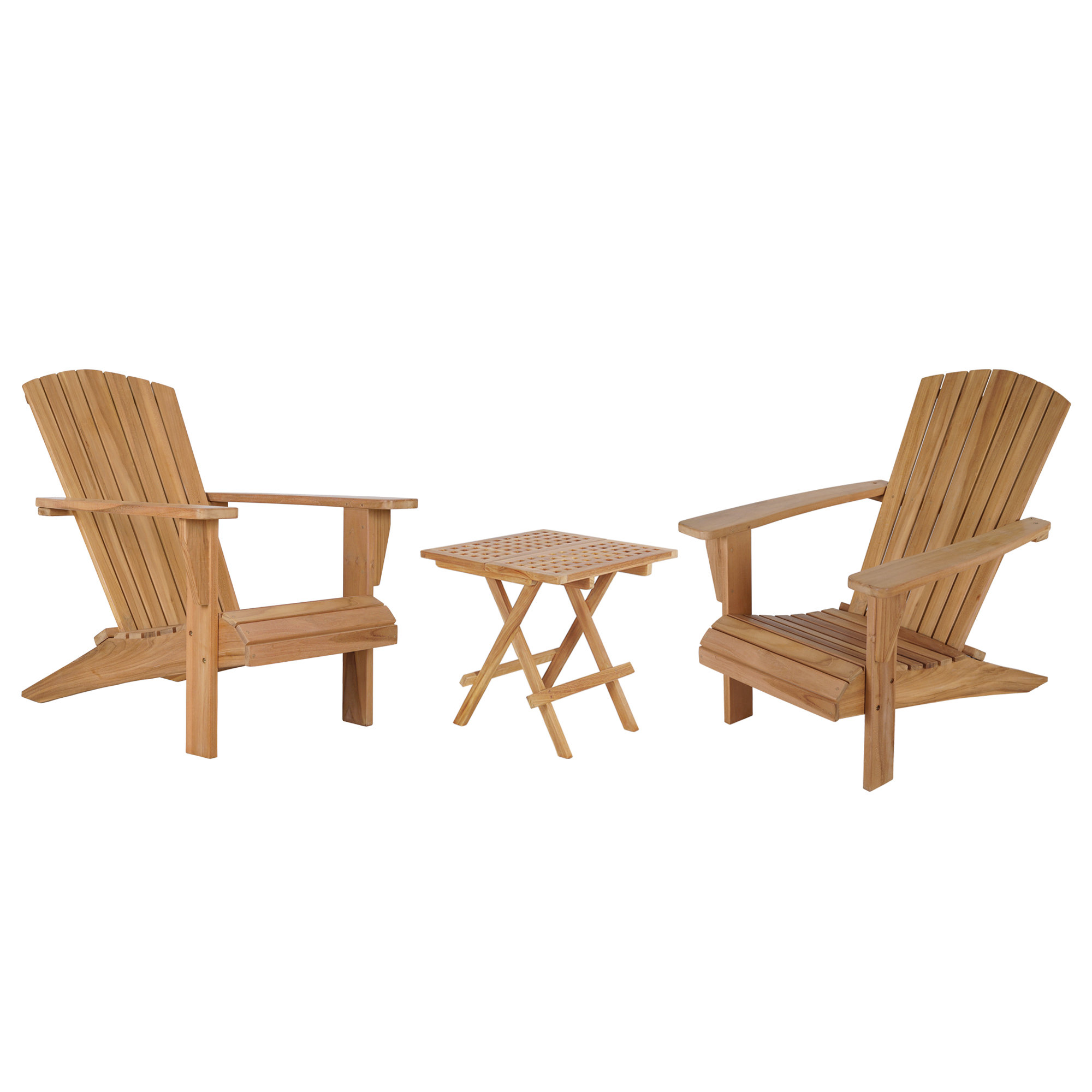 Rosecliff Heights Teak Adirondack Chair Set with Table 3PCS | Wayfair
