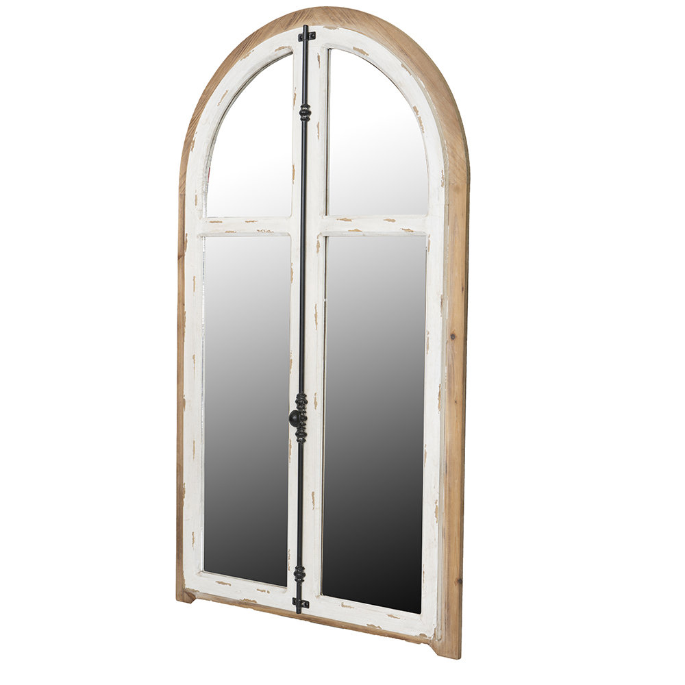 One Allium Way® Wall Mirror Features an arched window frame | Wayfair