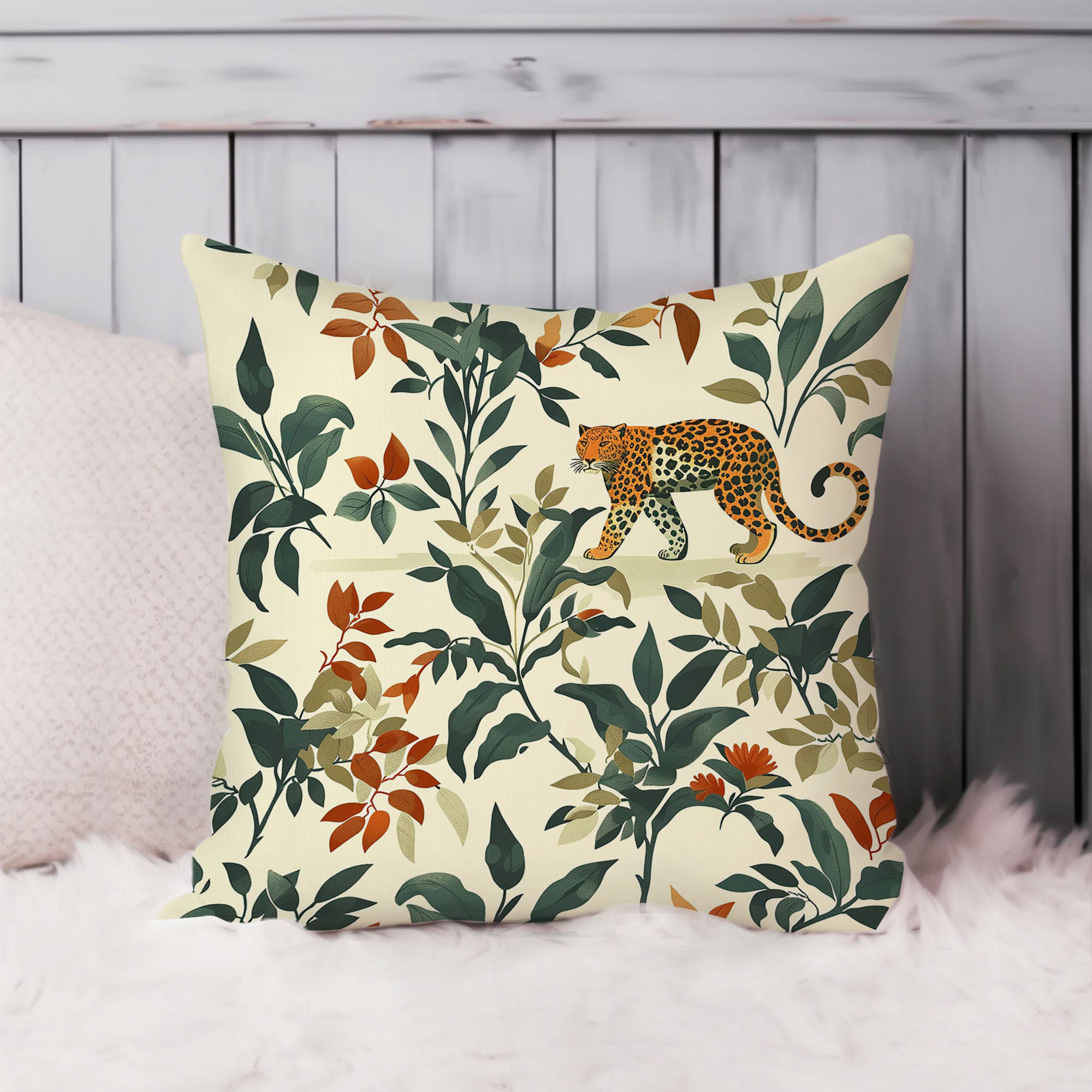 Ethan Taylor Animals Leopard and Botanical I Leopard Pillow Cover | Wayfair