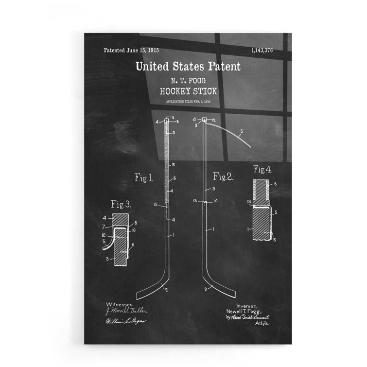 17 Stories Hockey Stick Blueprint Patent Chalkboard On Plastic ...