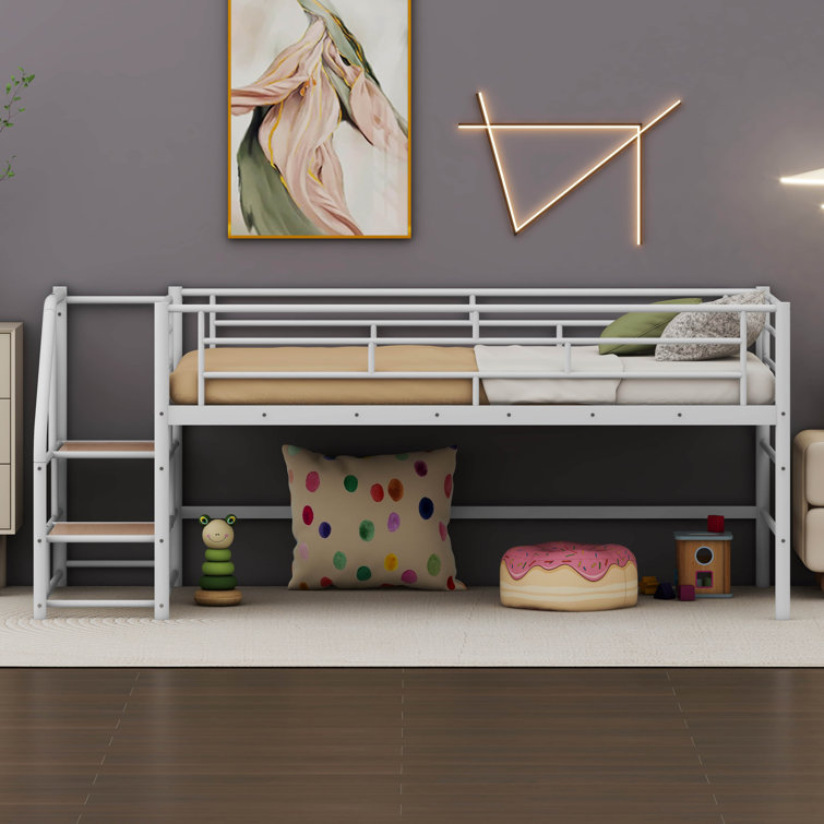 Mason & Marbles Twin Mid Loft Bed With Storage Stairs - Wayfair Canada