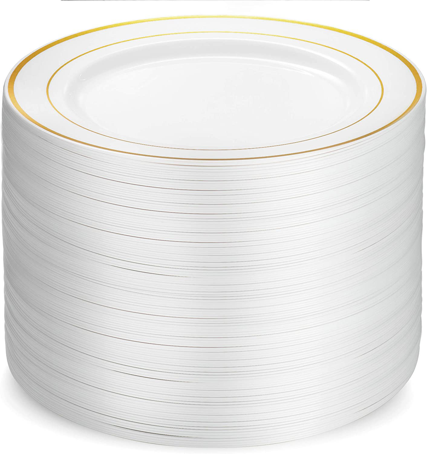 Seseno 10 Inch Silver Rim Plastic Dinner Plate For 100 Guests & Reviews ...