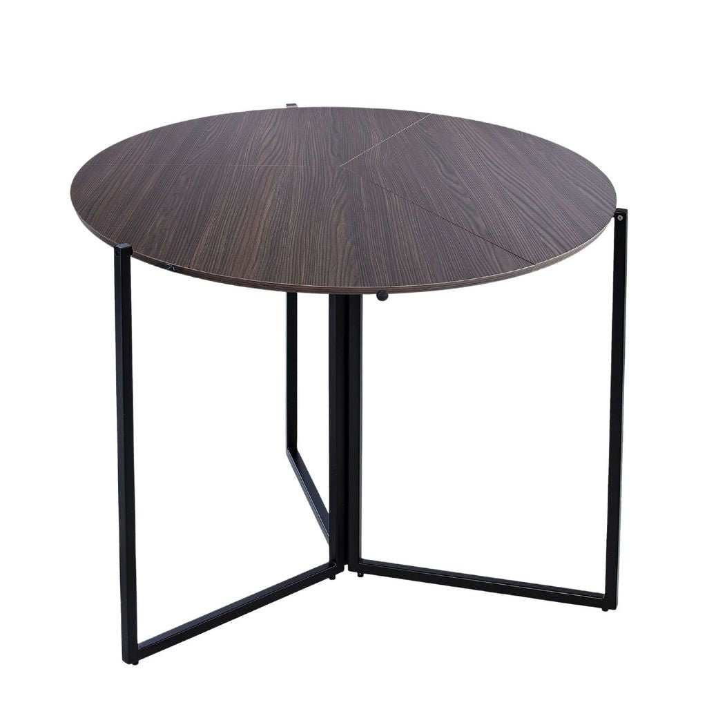 17 Stories Grane Iron and Wood Round Folding Dining Table | Wayfair