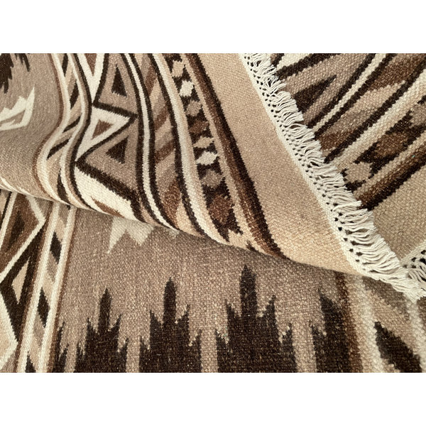 Union Rustic Handmade Flatweave Wool Brown/Tan/Beige Rug | Wayfair