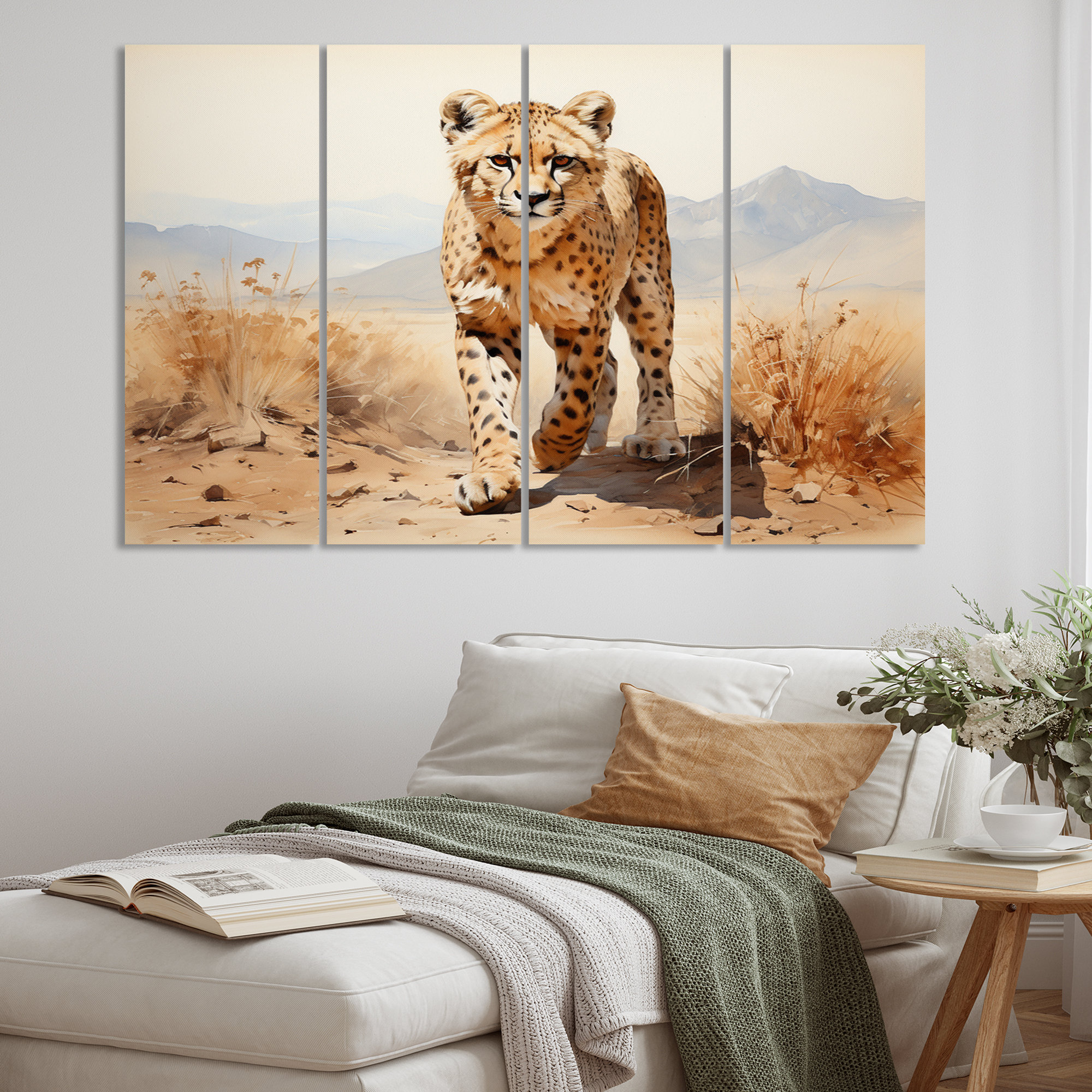 Design Art Beige Black Cheetah In Africa - Africa Metal Wall Art Prints ...