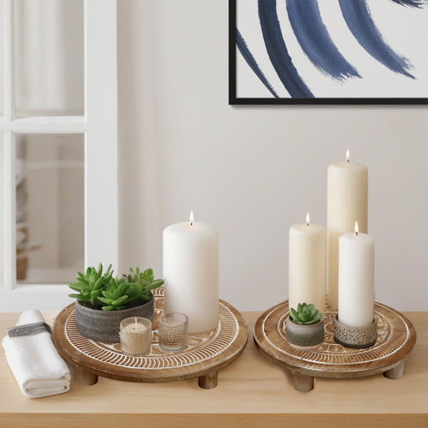 Ophelia & Co. Set of 2 Round Wooden Display Risers, Farmhouse Wood ...