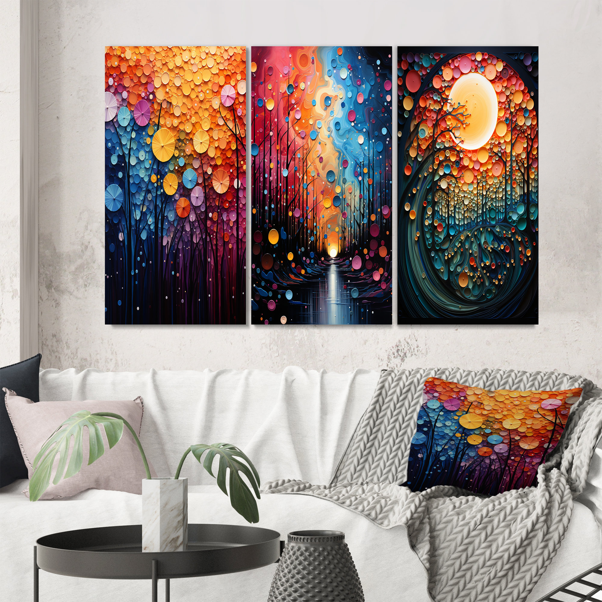 Ivy Bronx " Hardedge Art Sublime Tree Symmetry " 3 - Pieces on Canvas ...
