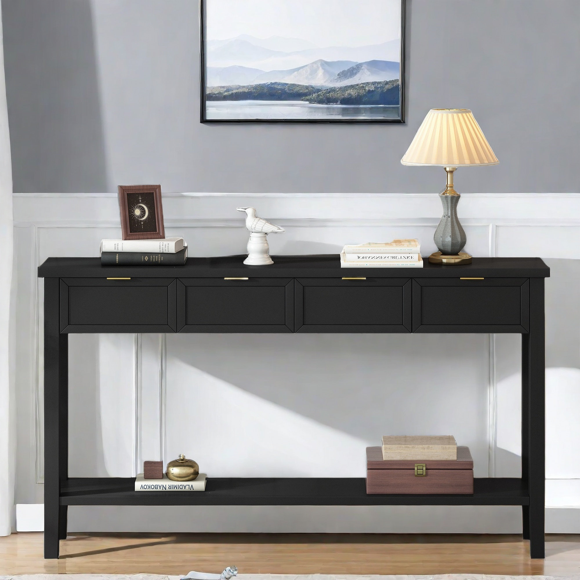 Mercer41 Console Table With 4 Drawers, 1 Practical Bottom Shelf And ...