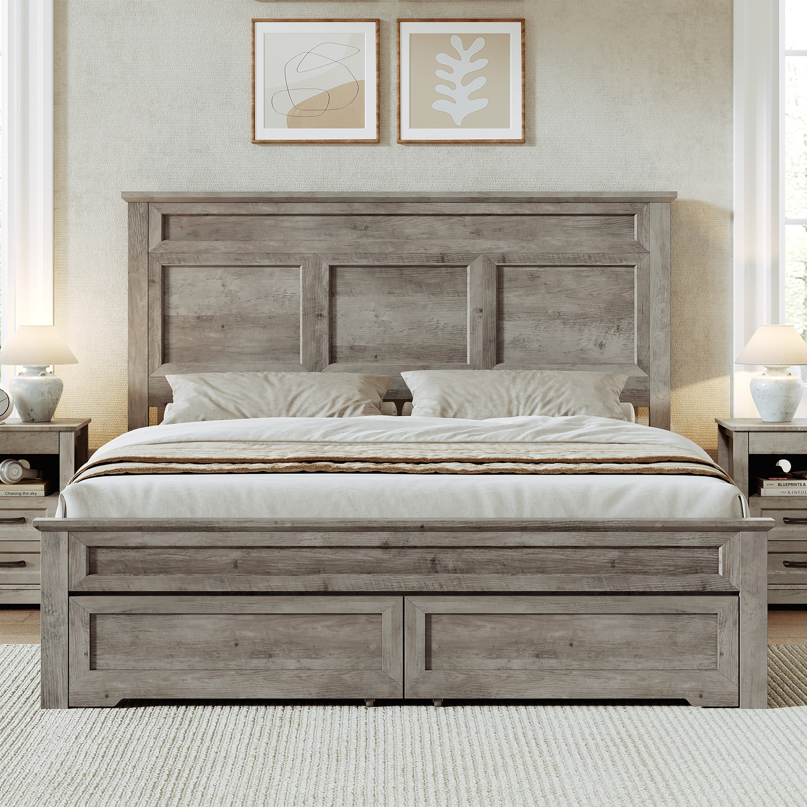 Winston Porter Bed Frame With 51.2" Tall Headboard & Footboard ...