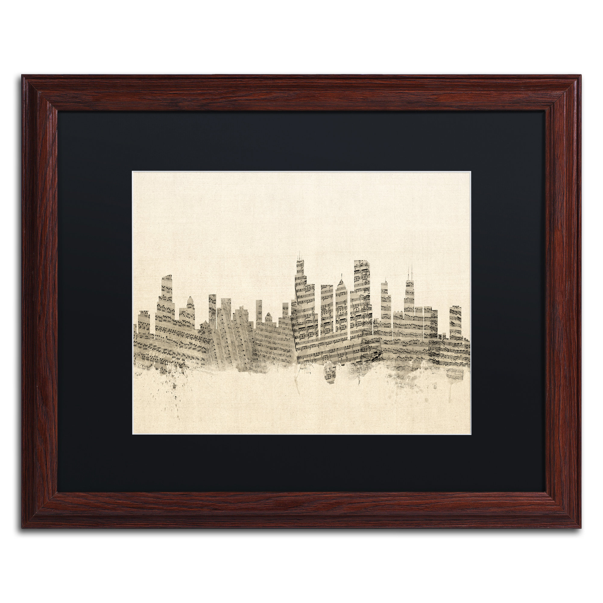 17 Stories 'Chicago Skyline Sheet Music' Framed Graphic Art Print on ...