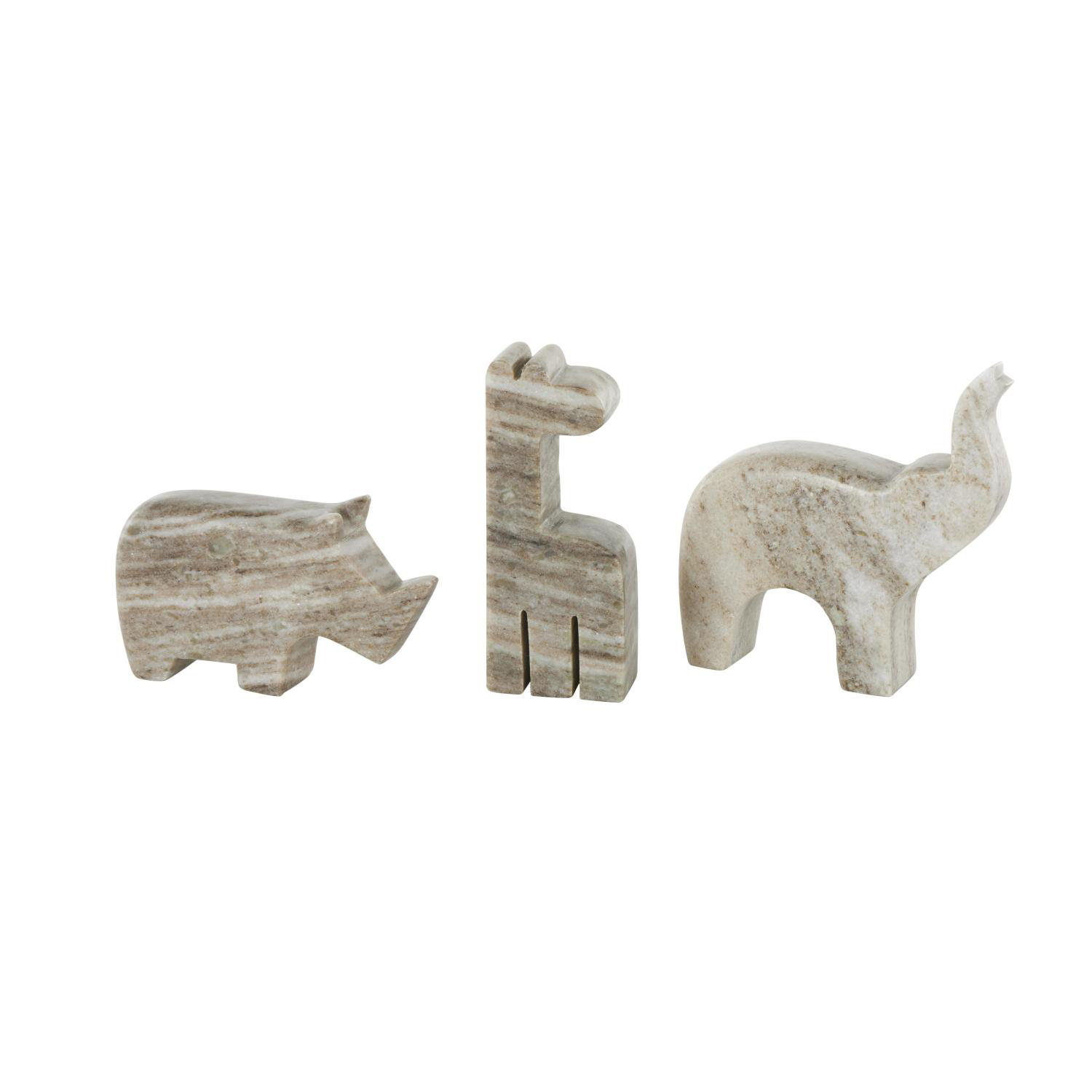 Bungalow Rose Cole And Grey Marble Small Rounded Safari Animals ...