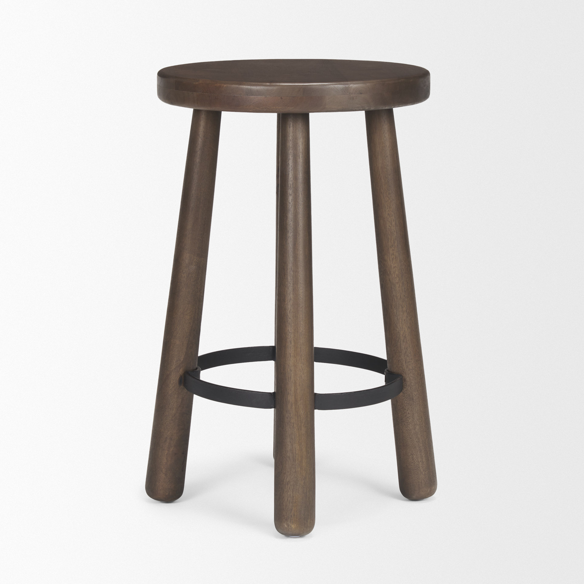 George Oliver Oxley Solid Wood Stool with Dark Brown Finish and Matte ...
