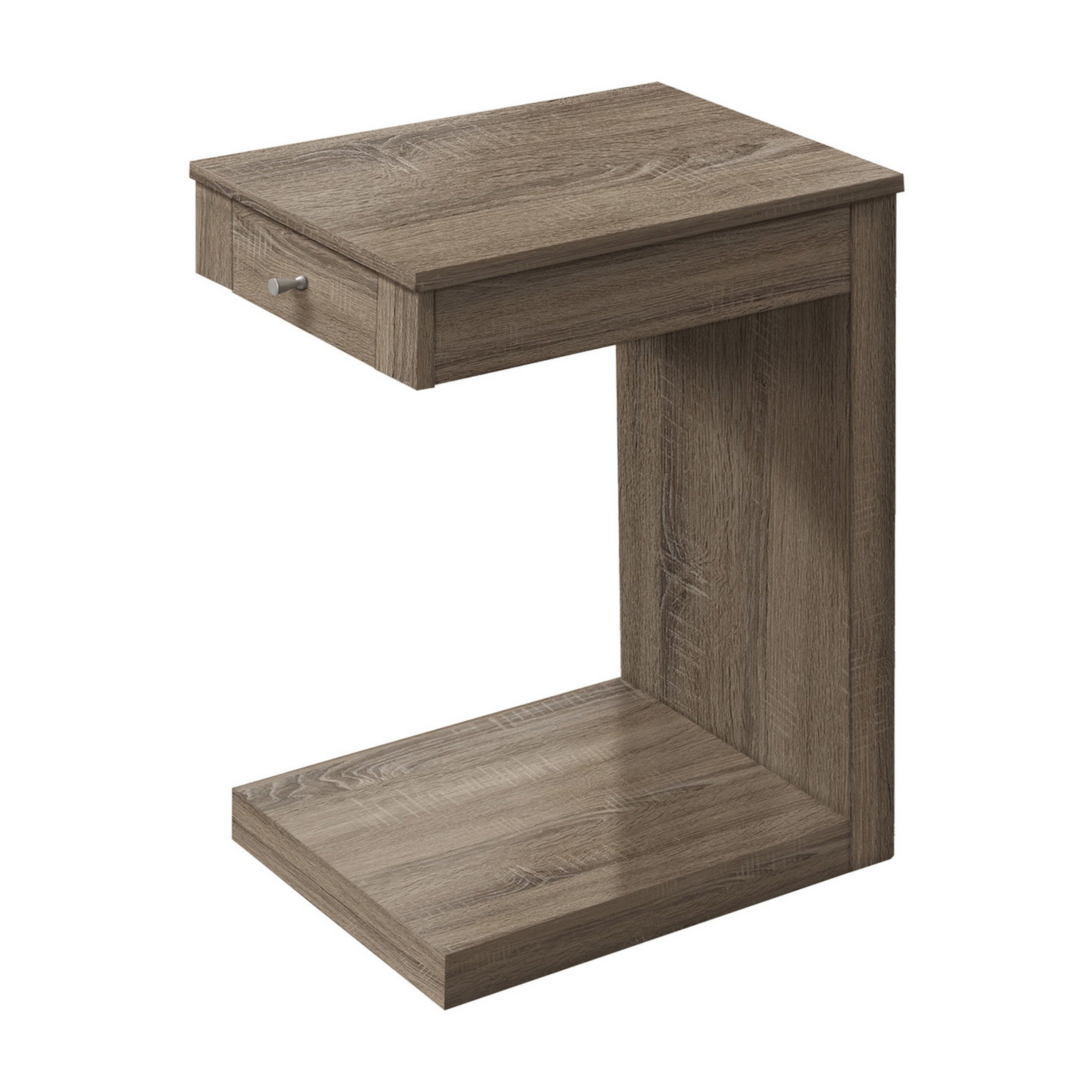 Benjara Xenia Accent Table, C Shape, 1 Storage Drawer, Taupe Laminate ...