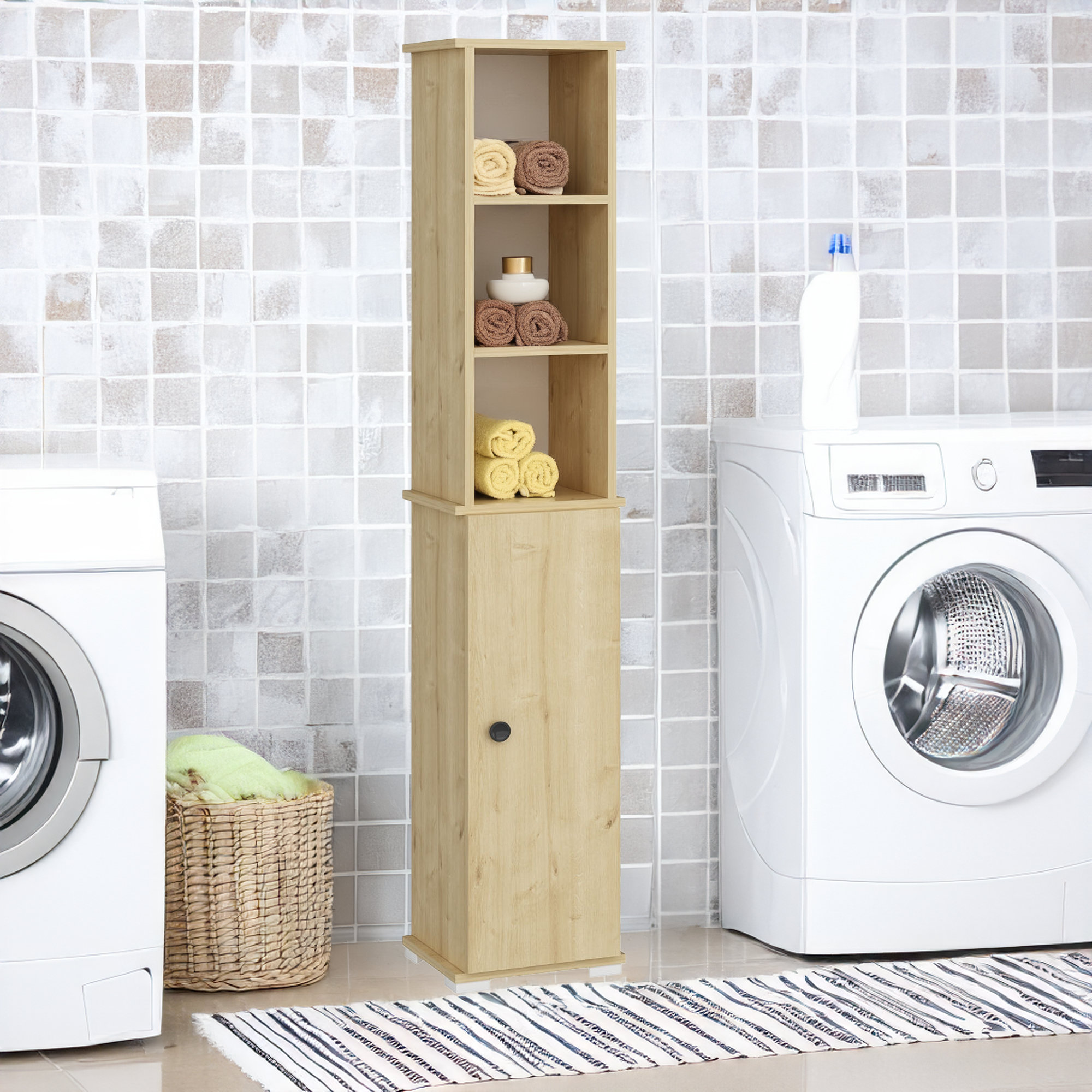 Hokku Designs Safet Freestanding Linen Cabinet | Wayfair