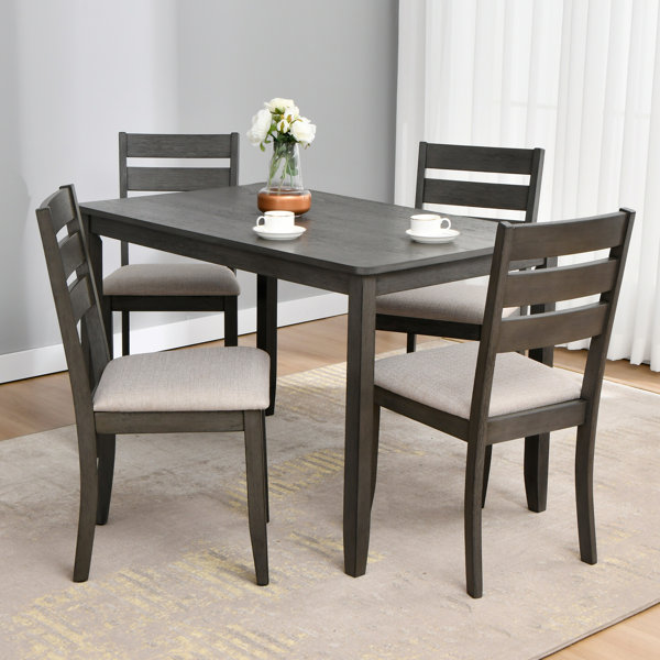 Lark Manor Busey 47" Wide Modern Wood Dining Set With Upholstered ...