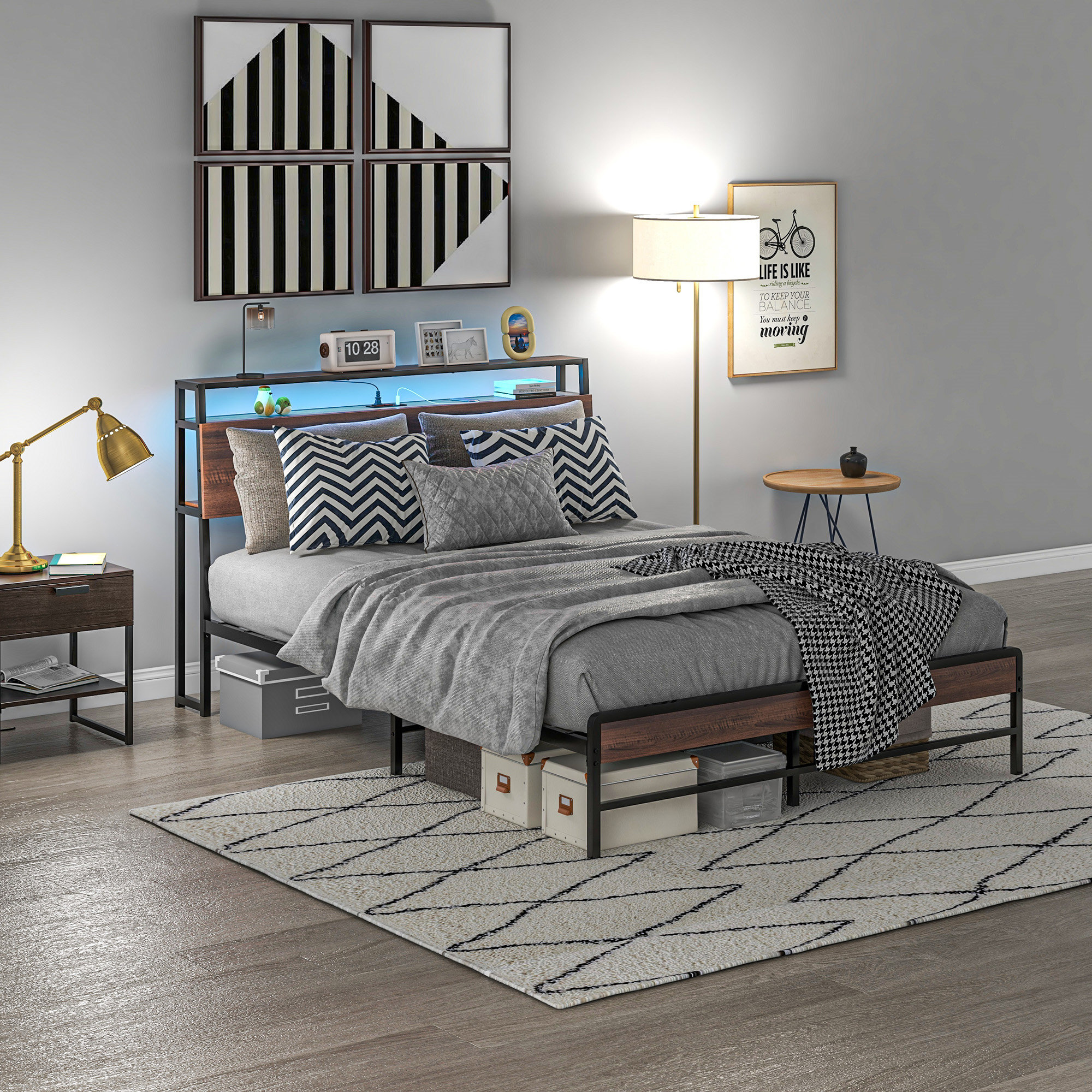 Mason & Marbles HOMCOM Bed Frame With Headboard | Wayfair