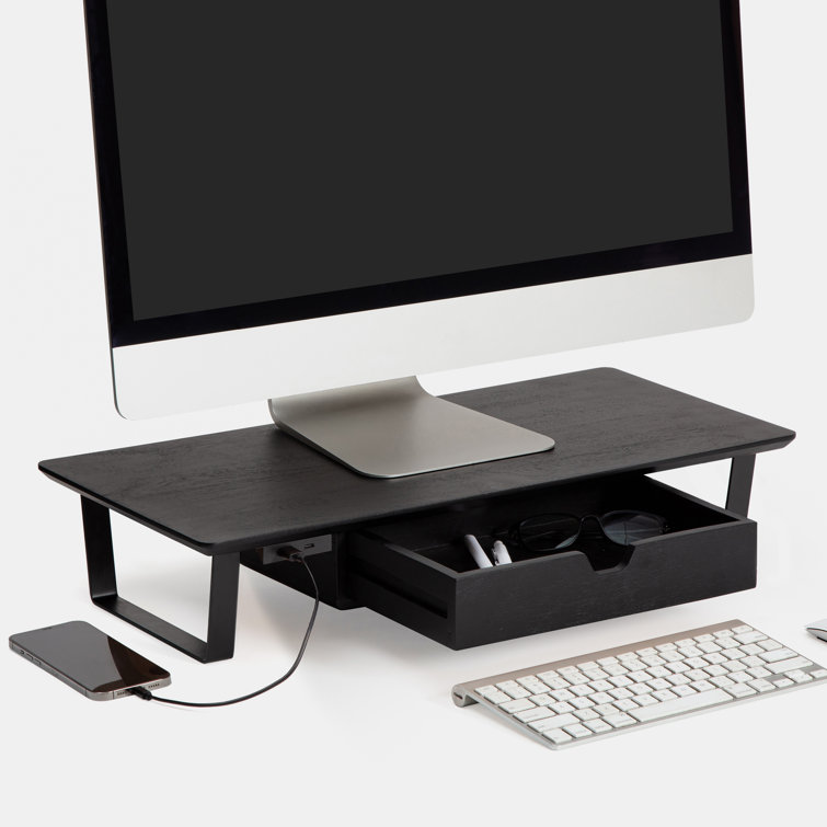 Latitude Run® Giannah Wood Monitor Stand with Drawer & USB Port | Wayfair