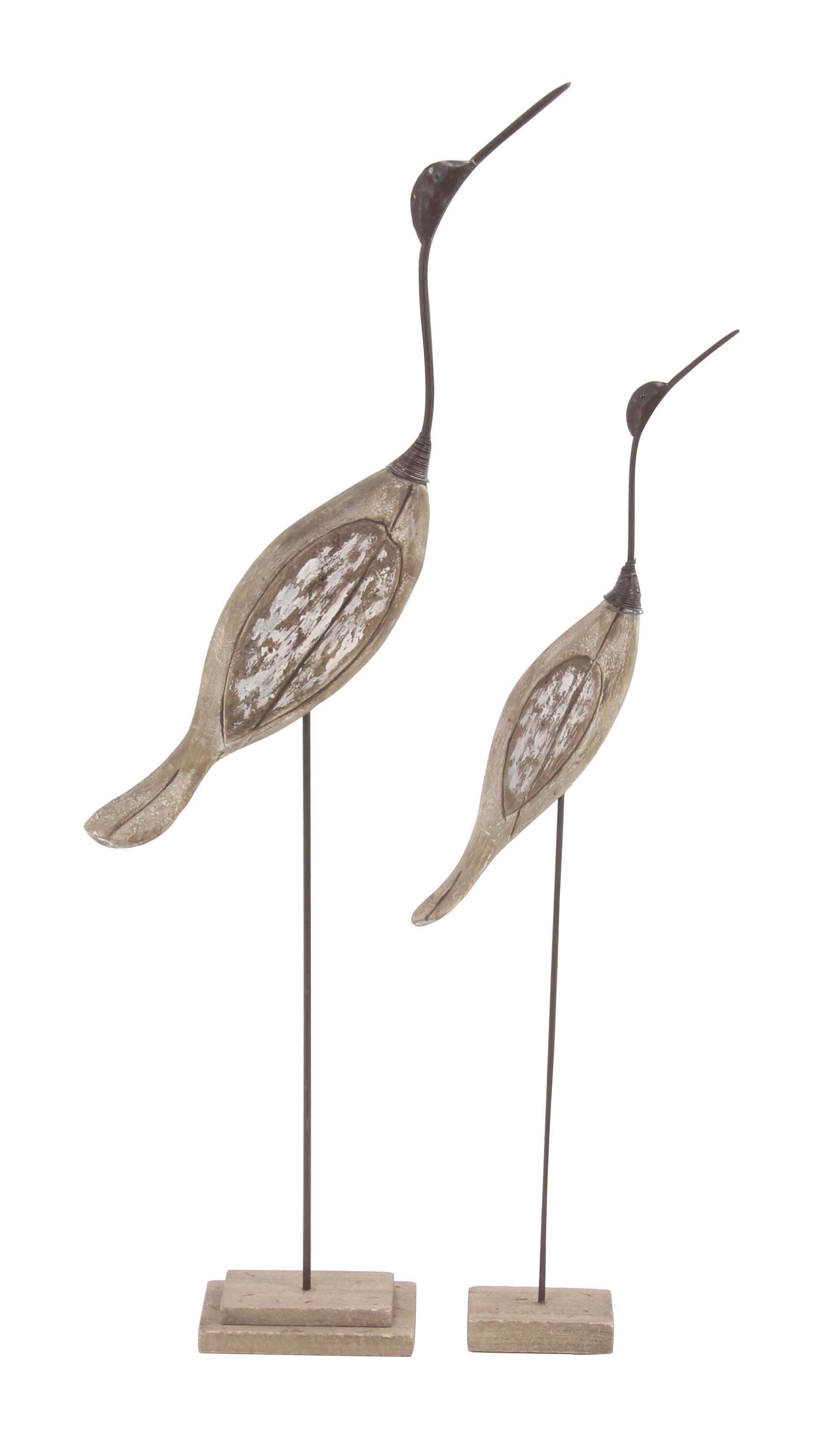 Dovecove Brown Wood Bird Decorative Sculpture, Set of 2 28", 34"H ...