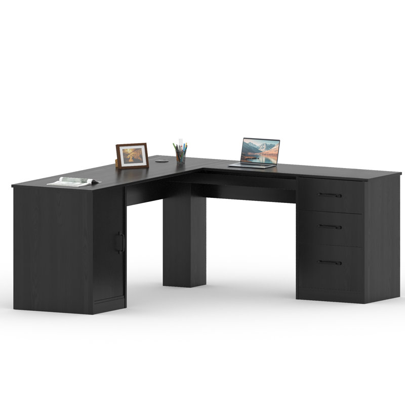 Wade Logan® Arpan 60" L-Shaped Executive Desk with Drawers, Wood Home ...