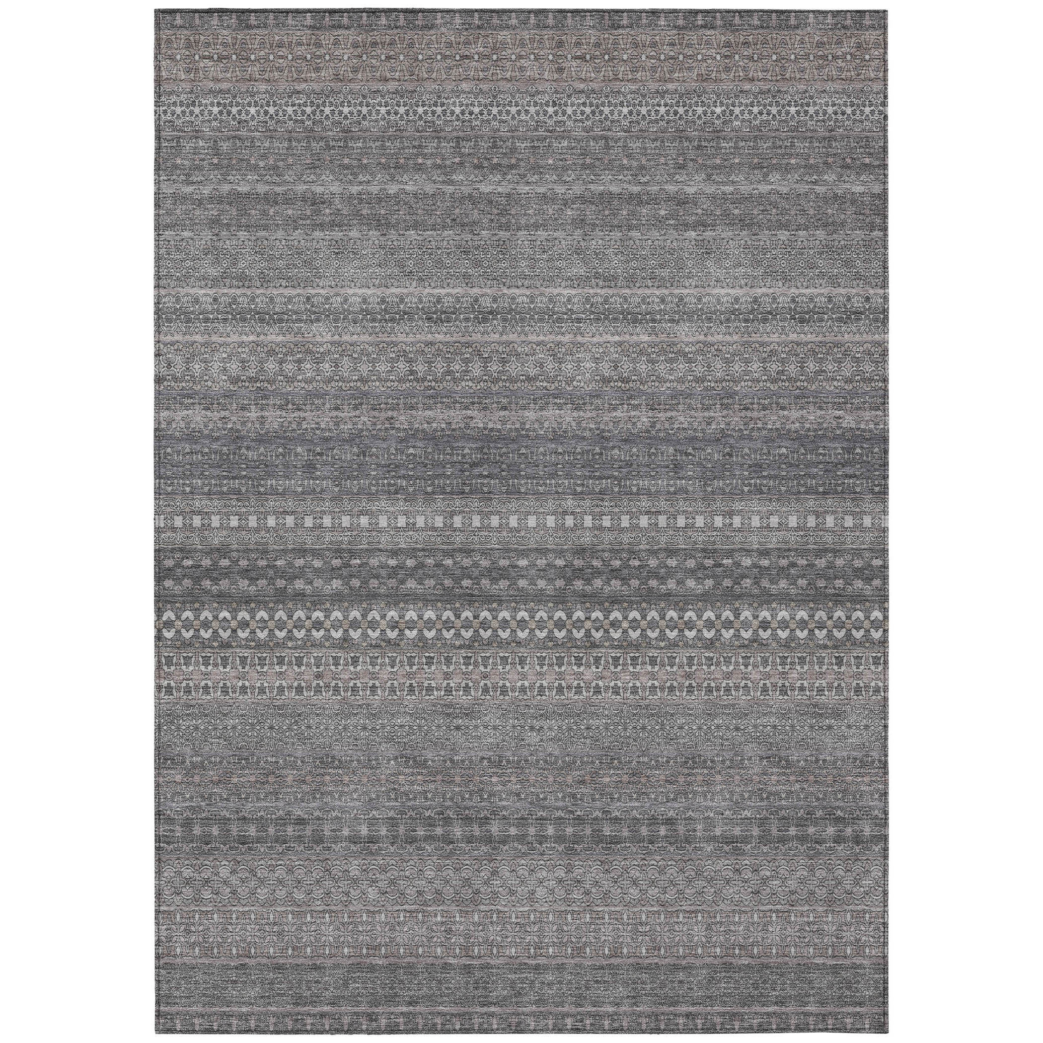 HomeRoots Tapis intérieur lavable antidérapant à rayures grises 9 pi x 12 pi - Wayfair Canada