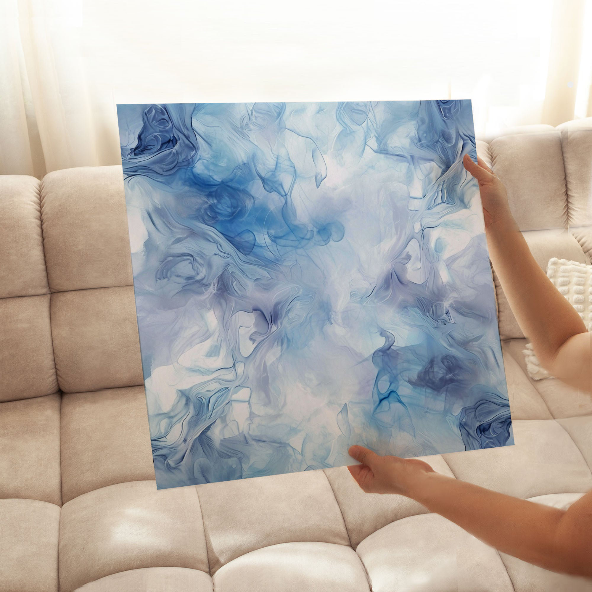 Wrought Studio™ Abstract Blue Myst V Modern Unframed Art Print | Wayfair