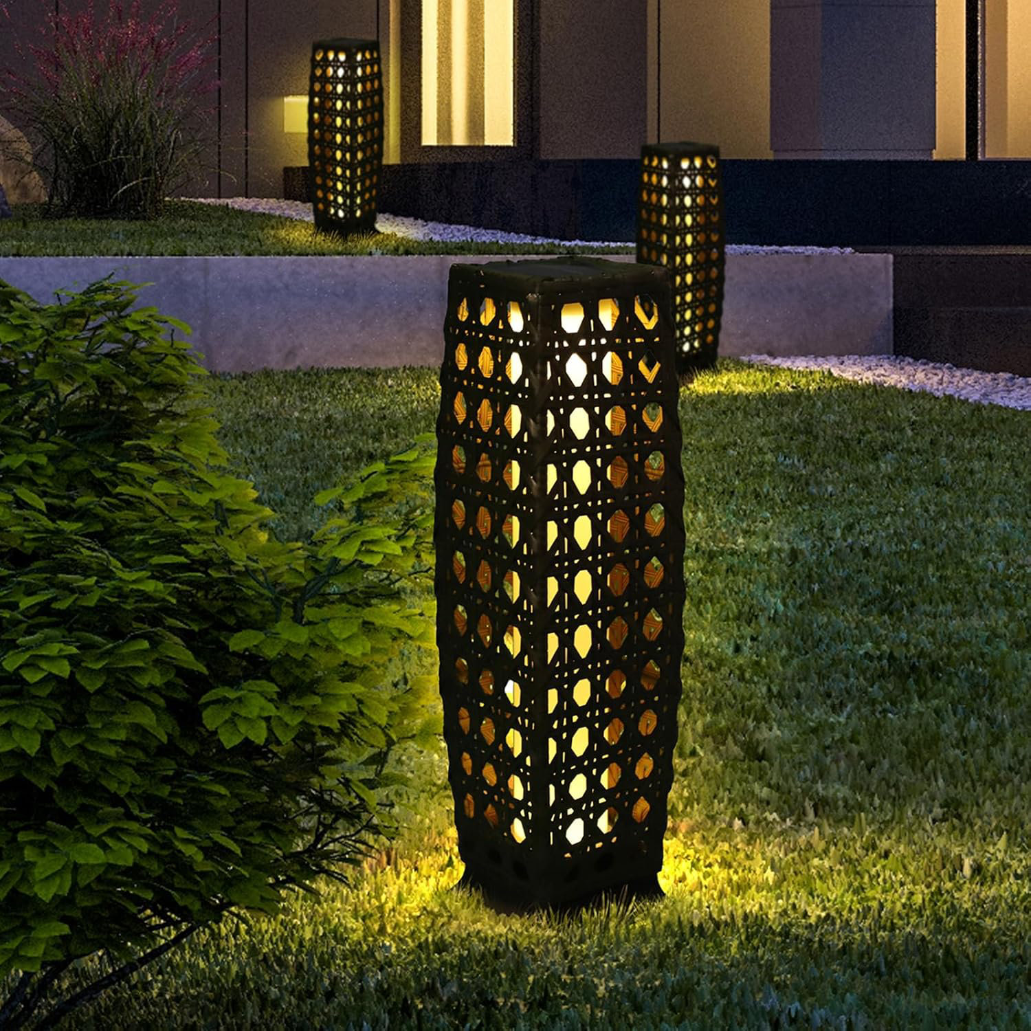 Basowin Solar Floor Lamp,Outdoor Floor Lamp,Solar Lanterns Outdoor ...