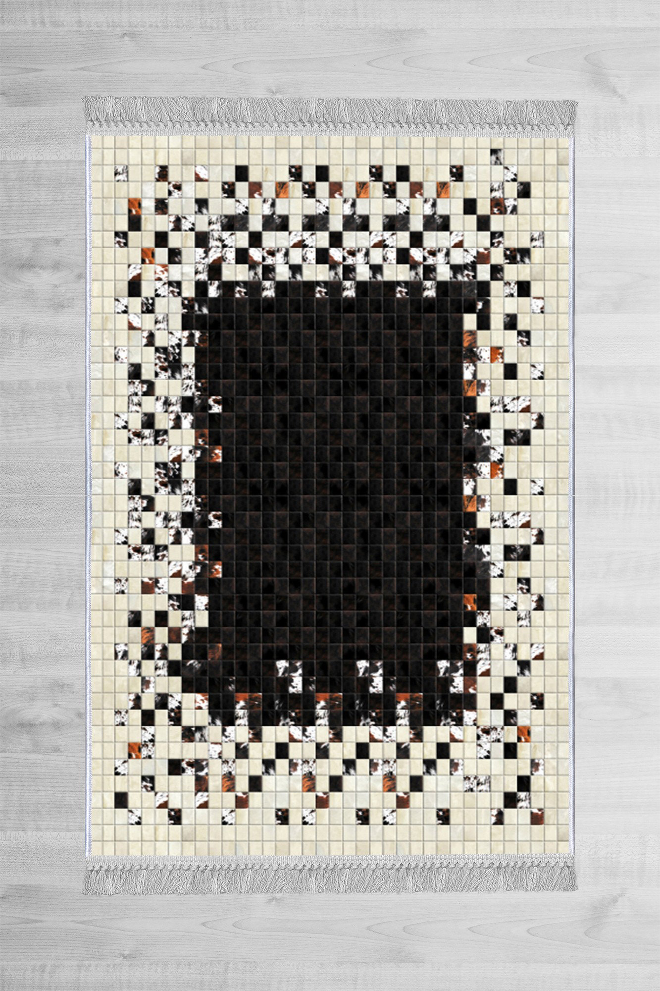 East Urban Home Farmington Checkered Black/Yellow Area Rug | Wayfair