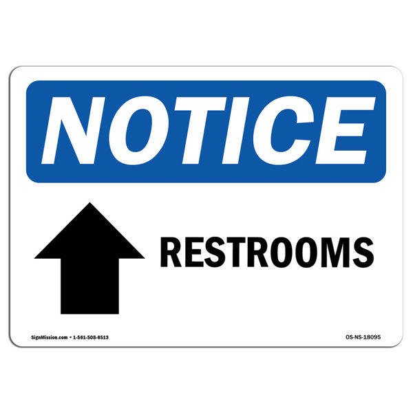 SignMission Restrooms up Arrow Sign | Wayfair