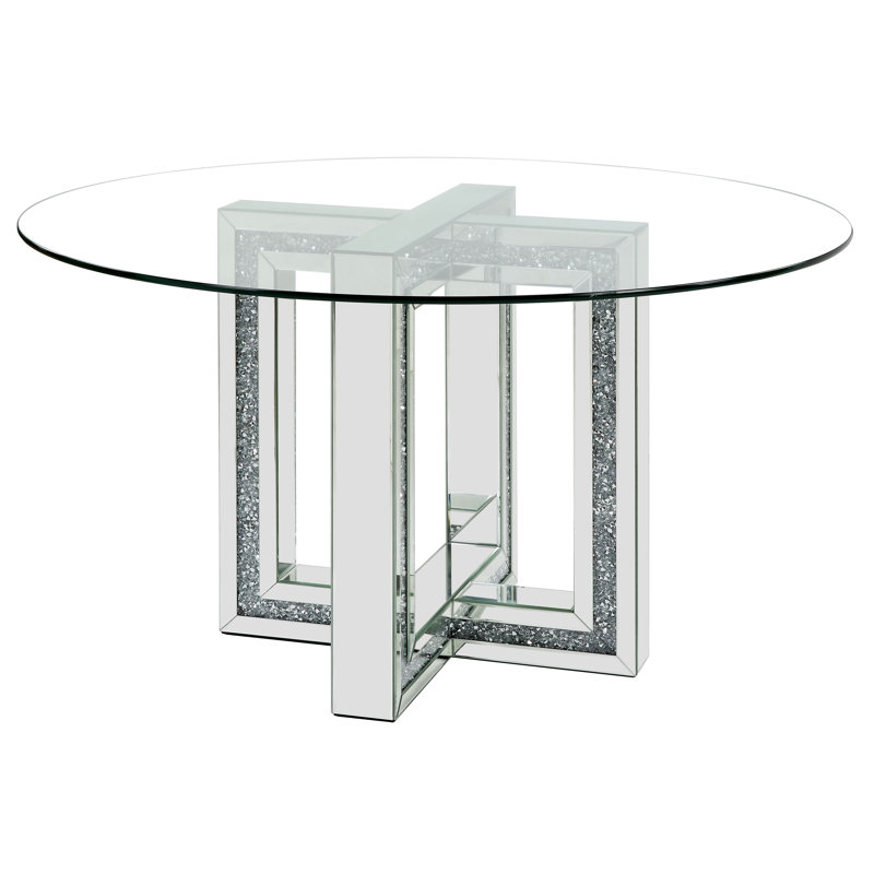 Everly Quinn Echelle Round Dining Table in Mirrored | Wayfair