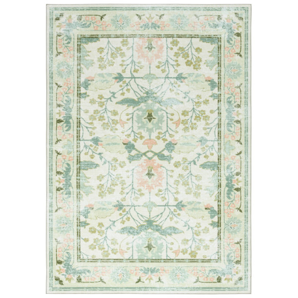 Martha Stewart Rugs Msrw 181 Performance Machine Washable Floral Rug ...