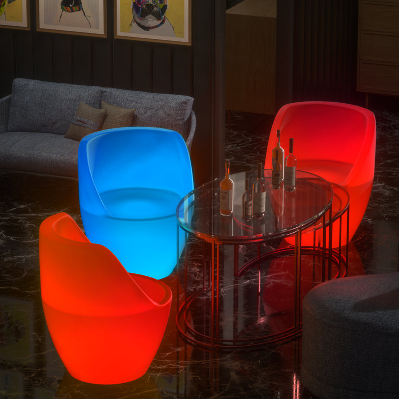 MoNiBloom Outdoor Modern Barrel Shape LED Light Up Chair Color Changing ...